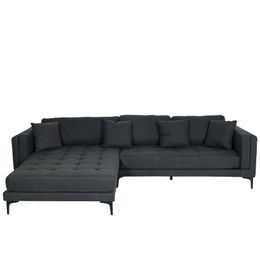 Sofa-Garnitur MCW-M27, Couch Ecksofa L-Form, Liegefl&auml;che links/rechts, Massiv-Holz 293cm ~ Stoff/Textil dunkelgrau