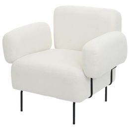 Lounge-Sessel MCW-L83b, Cocktailsessel Polstersessel Sessel, Boucl&eacute; Stoff/Textil Metall, creme-wei&szlig;