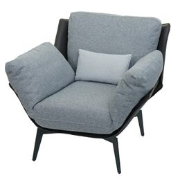 Sessel MCW-L82, Lounge-Sessel Cocktailsessel Polstersessel Relaxsessel, Kunstleder Stoff/Textil Metall ~ schwarz