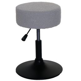 Hocker MCW-C22, Sitzhocker Schminkhocker, h&ouml;henverstellbar drehbar &Oslash; 37cm Stoff Boucl&eacute; (450g/m&sup2;) MVG ~ grau
