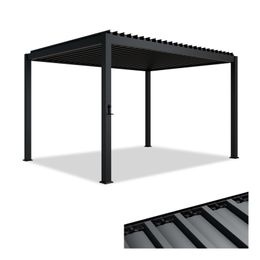 Juskys Lamellendach Tahiti 3x4 m - Stahl Pergola - Terrassen&uuml;berdachung stabil - Anthrazit