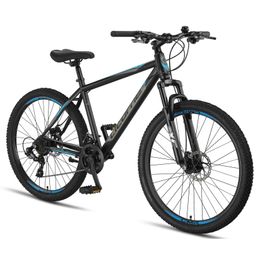 Licorne Bike Guide Premium Mountainbike in 20, 24 und 26 Zoll - Fahrrad f&uuml;r M&auml;dchen, Jungen, Herren und Damen - Shimano 21 Gang-Schaltung, Kinderfahrrad, Kinder Farbe:Schwarz/Blau;Zoll:27.5