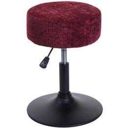 Hocker MCW-C22, Sitzhocker Schminkhocker, h&ouml;henverstellbar drehbar &Oslash; 37cm Stoff Chenille (465g/m&sup2;) MVG ~ bordeaux