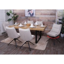 6er-Set Esszimmerstuhl MCW-N71, K&uuml;chenstuhl, drehbar Auto-Return, Stoff/Textil (420g/m&sup2;) &Ouml;ko-Tex ~ creme-beige
