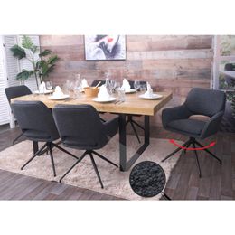 6er-Set Esszimmerstuhl MCW-N74, K&uuml;chenstuhl, drehbar Auto-Return, Stoff Boucl&eacute; (540g/m&sup2;) &Ouml;ko-Tex ~ dunkelgrau