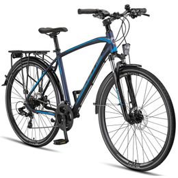 Licorne Bike Premium Touring Trekking Bike in 28 Zoll - Fahrrad f&uuml;r Jungen, M&auml;dchen, Damen und Herren - 21 Gang-Schaltung - Mountainbike - Crossbike Stil:Herren;Farbe:Navy Blau