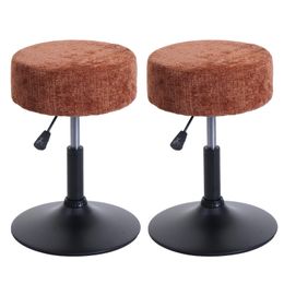 2er-Set Hocker MCW-C22, Sitzhocker, h&ouml;henverstellbar drehbar &Oslash; 37cm Stoff Chenille (465g/m&sup2;) MVG ~ terrakotta