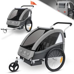 Kesser&reg; Kinderanh&auml;nger Fahrradanh&auml;nger Sport-RX 2 in 1 Joggerfunktion Kinderfahrradanh&auml;nger + 5-Punkt Sicherheitsgurt 360&deg;-Vorderrad Jogger Buggy Fahrrad Anh&auml;nger f&uuml;r 1 bis 2 Kinder max. 40kg