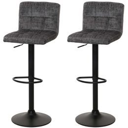 2er-Set Barhocker MCW-G87, Tresenhocker Barstuhl, h&ouml;henverstellbar drehbar, Stoff Chenille (465g/m&sup2;) MVG ~ dunkelgrau