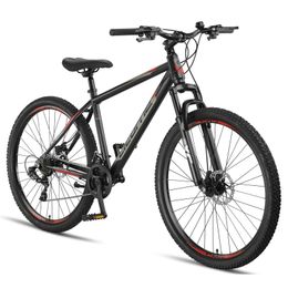 Licorne Bike Guide Premium Mountainbike in 20, 24 und 26 Zoll - Fahrrad f&uuml;r M&auml;dchen, Jungen, Herren und Damen - Shimano 21 Gang-Schaltung, Kinderfahrrad, Kinder Farbe:Schwarz/Rot;Zoll:29.00