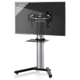 Vcm TV Standfu&szlig; mit Zwischenboden 26-70 Zoll VESA bis max. 600x400 Fernseh St&auml;nder aus Alu TV St&auml;nder Ma&szlig;e ca. H. 125 x B. 90 x T. 72 cm Fernsehstand Stadino Mini