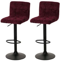 2er-Set Barhocker MCW-G87, Tresenhocker Barstuhl, h&ouml;henverstellbar drehbar, Stoff Chenille (465g/m&sup2;) MVG ~ bordeaux