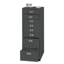 Rollcontainer MCW-L49, Schubladenschrank Stahlschrank Aktenschrank, Metall 115x40x41cm 8 Schubladen ~ dunkelgrau