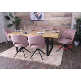 6er-Set Esszimmerstuhl MCW-N72, Polster-K&uuml;chenstuhl, drehbar Auto-Return, Stoff/Textil (420g/m&sup2;) &Ouml;ko-Tex ~ rosa