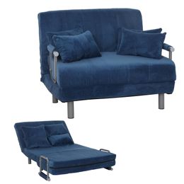 Schlafsessel MCW-K29, Klappsessel Schlafsofa G&auml;stebett, Liegefl&auml;che 190x100cm, Stoff Cord (330g/m&sup2;) ~ blau