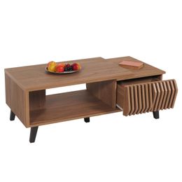 Couchtisch MCW-M45, Wohnzimmertisch Beistelltisch Sofatisch, 3D-Design Schubladen 44x120x65cm, braun