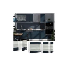 VICCO Glash&auml;ngeschrank Fame-Line Wei&szlig; Dunkelblau Hochglanz 80 cm