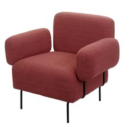 Lounge-Sessel MCW-L83, Cocktailsessel Polstersessel Sessel, Stoff/Textil Metall ~ altrosa