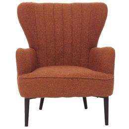 Lounge-Sessel MCW-K37, Cocktail-/Ohrensessel Polsterstuhl Retro Vintage Stoff Boucl&eacute; (600g/m&sup2;) &Ouml;ko-Tex ~ terrakotta