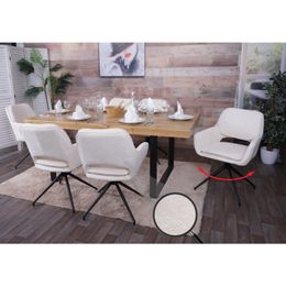 6er-Set Esszimmerstuhl MCW-N74, K&uuml;chenstuhl, drehbar Auto-Return, Stoff Chenille (490g/m&sup2;) &Ouml;ko-Tex ~ creme