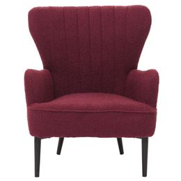 Lounge-Sessel MCW-K37, Cocktail-/Ohrensessel Polsterstuhl Retro Vintage Stoff Boucl&eacute; (600g/m&sup2;) &Ouml;ko-Tex ~ bordeaux