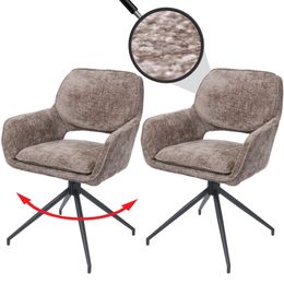 2er-Set Esszimmerstuhl MCW-N74, K&uuml;chenstuhl, drehbar Auto-Return, Stoff Chenille (490g/m&sup2;) &Ouml;ko-Tex ~ braun