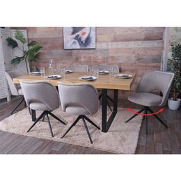 6er-Set Esszimmerstuhl MCW-N72, Polster-K&uuml;chenstuhl, drehbar Auto-Return, Stoff/Textil (420g/m&sup2;) &Ouml;ko-Tex ~ hellgrau