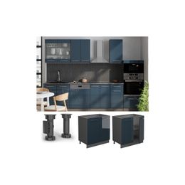 VICCO Unterschrank Fame-Line Anthrazit Dunkelblau Hochglanz 80 cm mit Arbeitsplatte Anthrazit
