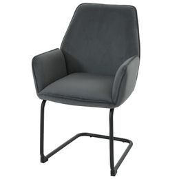 Freischwinger MCW-G67, Esszimmerstuhl K&uuml;chenstuhl Stuhl, Stoff/Textil &Ouml;ko-Tex MVG ~ dunkelgrau