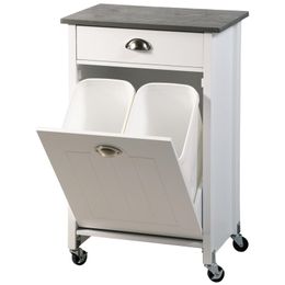 Kesper K&uuml;chenwagen mit M&uuml;lleimer - Wei&szlig;/Grau