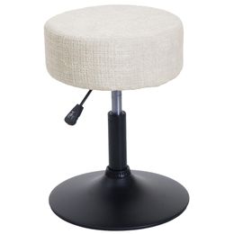 Hocker MCW-C22, Sitzhocker Schminkhocker, h&ouml;henverstellbar drehbar &Oslash; 37cm Stoff/Textil Chenille (465g/m&sup2;) ~ creme-wei&szlig;