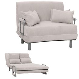 Schlafsessel MCW-K29, Klappsessel Schlafsofa G&auml;stebett, Liegefl&auml;che 190x100cm, Stoff Cord (330g/m&sup2;) ~ hellgrau