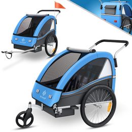 Kesser&reg; Kinderanh&auml;nger Fahrradanh&auml;nger Sport-RX 2 in 1 Joggerfunktion Kinderfahrradanh&auml;nger + 5-Punkt Sicherheitsgurt 360&deg;-Vorderrad Jogger Buggy Fahrrad Anh&auml;nger f&uuml;r 1 bis 2 Kinder max. 40kg