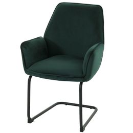 Freischwinger MCW-G67, Esszimmerstuhl K&uuml;chenstuhl Stuhl, Stoff/Textil &Ouml;ko-Tex MVG ~ gr&uuml;n