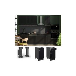 VICCO Schubunterschrank Fame-Line Anthrazit Schwarz gestreift 40 cm mit Arbeitsplatte Anthrazit
