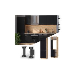 VICCO K&uuml;hlumbauschrank Fame-Line Eiche Schwarz gestreift 60 cm