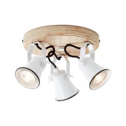 Brilliant Lampe Seed Spotrondell 3flg wei&szlig;/holz hell 3x PAR51, GU10, 5W, geeignet f&uuml;r Reflektorlampen (nicht enthalten) K&ouml;pfe schwenkbar