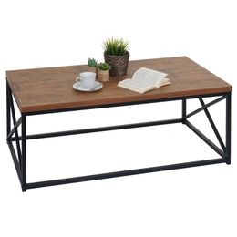 Couchtisch MCW-A27, Wohnzimmertisch Beistelltisch Sofatisch, Metall 3D-Struktur 44x110x60cm, Wildeiche-Optik