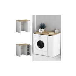 Oskar-Store Waschmaschinenschrank Viktor 93,5 x 60 cm, Eiche Wei&szlig;, Badschrank