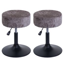 2er-Set Hocker MCW-C22, Sitzhocker, h&ouml;henverstellbar drehbar &Oslash; 37cm Stoff Chenille (465g/m&sup2;) MVG ~ braun
