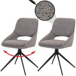 2er-Set Esszimmerstuhl MCW-N73, K&uuml;chenstuhl, drehbar Auto-Return, Stoff/Textil Boucle (540g/m&sup2;) &Ouml;ko-Tex ~ grau