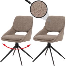 2er-Set Esszimmerstuhl MCW-N73, K&uuml;chenstuhl, drehbar Auto-Return, Stoff/Textil Boucle (540g/m&sup2;) &Ouml;ko-Tex ~ beige
