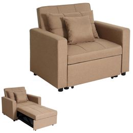 Schlafsessel MCW-L90, Klappsessel Schlafsofa G&auml;stebett Relaxsessel, Liegefl&auml;che 197x103cm Stoff/Textil ~ taupe