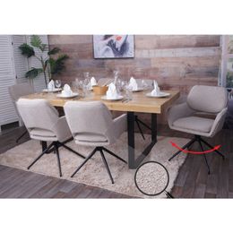 6er-Set Esszimmerstuhl MCW-N74, K&uuml;chenstuhl, drehbar Auto-Return, Stoff Boucl&eacute; (540g/m&sup2;) &Ouml;ko-Tex ~ beige