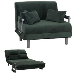 Schlafsessel MCW-K29, Klappsessel Schlafsofa G&auml;stebett, Liegefl&auml;che 190x100cm, Stoff Cord (330g/m&sup2;) ~ gr&uuml;n