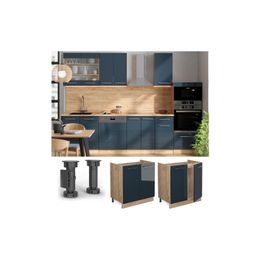 VICCO Sp&uuml;lenunterschrank Fame-Line Eiche Dunkelblau Hochglanz 80 cm ohne Arbeitsplatte