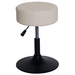Hocker MCW-C22, Sitzhocker Schminkhocker, h&ouml;henverstellbar drehbar &Oslash; 37cm Stoff Boucl&eacute; (450g/m&sup2;) MVG ~ creme-wei&szlig;