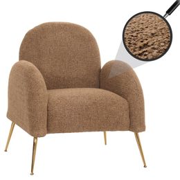 Lounge-Sessel MCW-N69, Cocktailsessel Sessel, Retro Nosagfederung Stoff/Textil Chenille ~ coffee