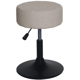 Hocker MCW-C22, Sitzhocker Schminkhocker, h&ouml;henverstellbar drehbar &Oslash; 37cm Stoff Boucl&eacute; (450g/m&sup2;) MVG ~ beige