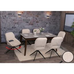 6er-Set Esszimmerstuhl MCW-N73, K&uuml;chenstuhl, drehbar Auto-Return, Stoff/Textil Chenille (490g/m&sup2;) &Ouml;ko-Tex ~ creme-beige